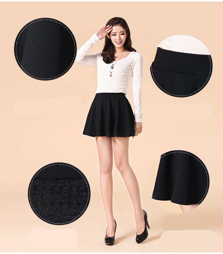 Girls Ladys High Waist Short Plain Flared Pleated Sheer Skater Fippy